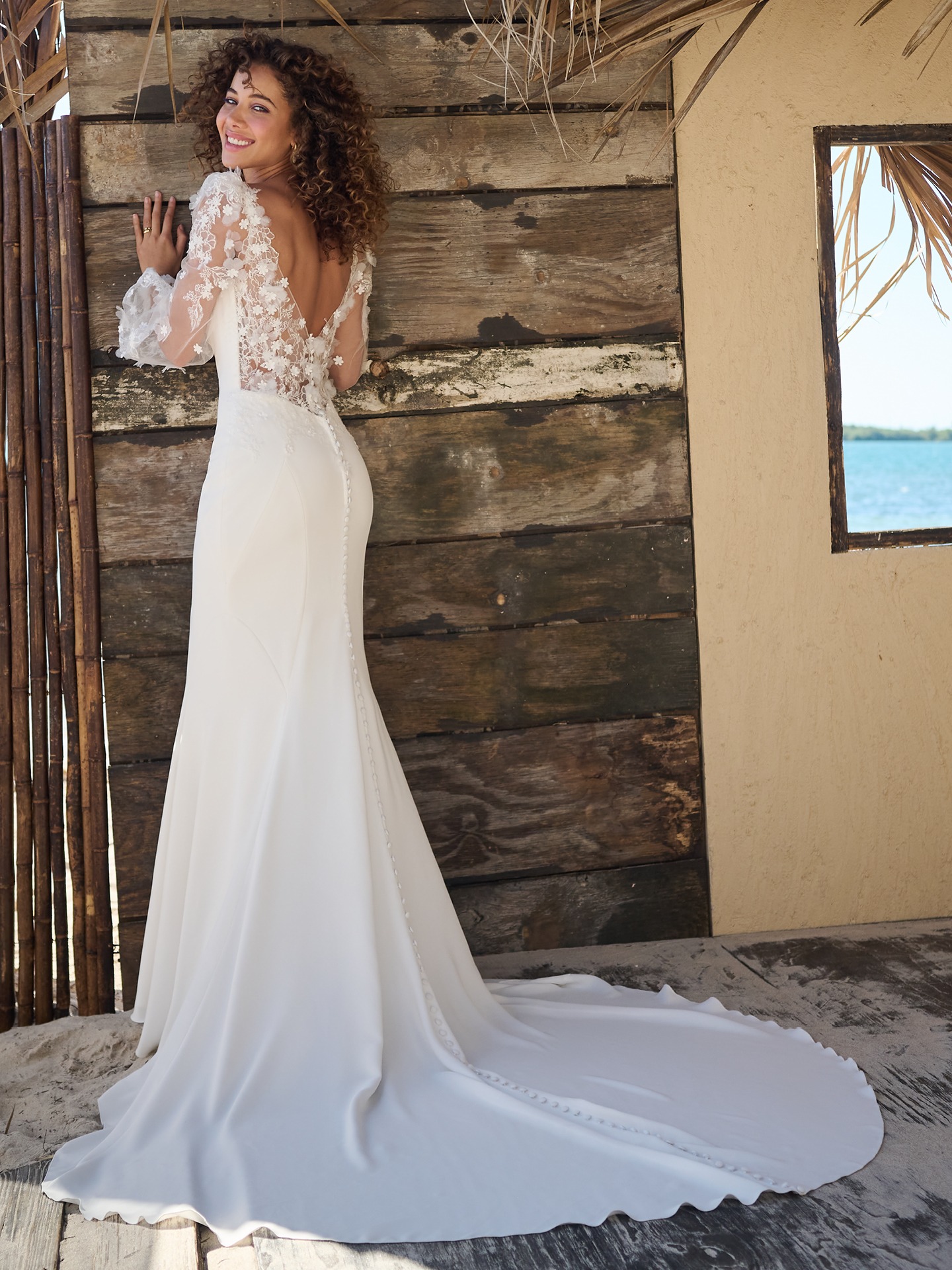 Joy 3D Floral Lace Crepe Wedding Gown | Rebecca Ingram Joy 3D Floral Lace Crepe Wedding Gown | Rebecca Ingram
