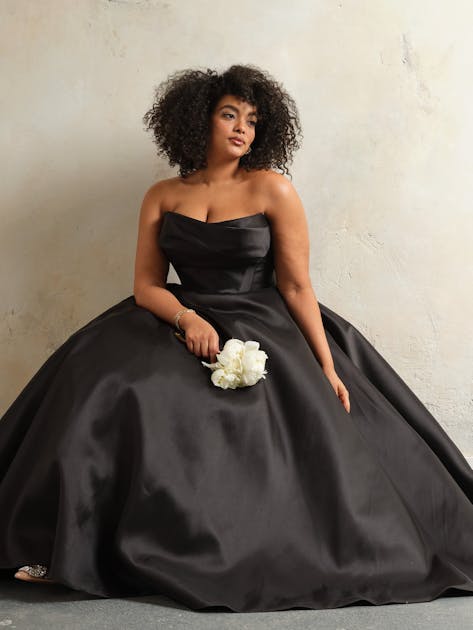 Faro Strapless Asymmetrical Faro Draped Mikado Bridal Gown